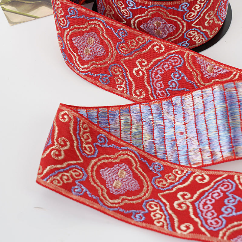 Chinese Retro Red Embroidery Ribbon 10 Yards – Floral Supplies Store