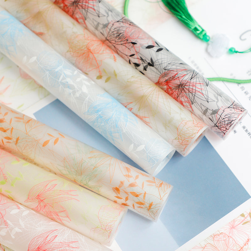 20 Pcs Frosted Botanical Print Cellophane Wrap (57x57cm) – Floral ...