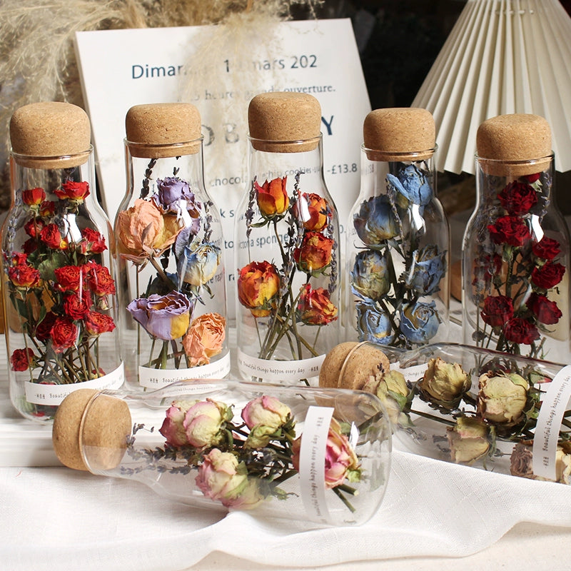 Dried Flower Glass Bottle with Wooden Cork – Floral Supplies Store