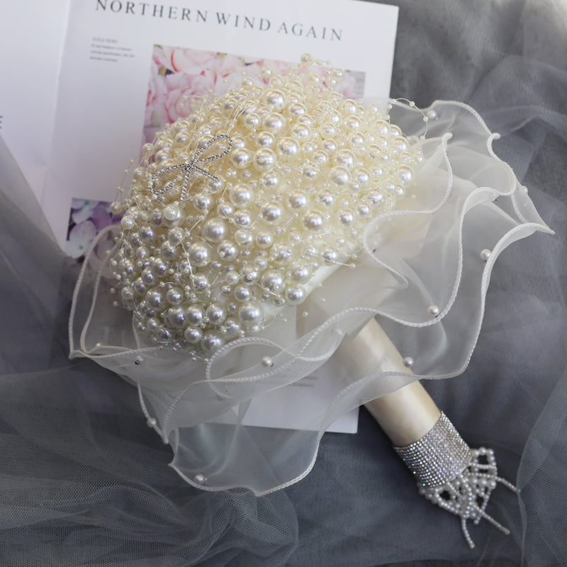 Handcrafted Round Pearl Bridal Bouquet – Floral Supplies Store
