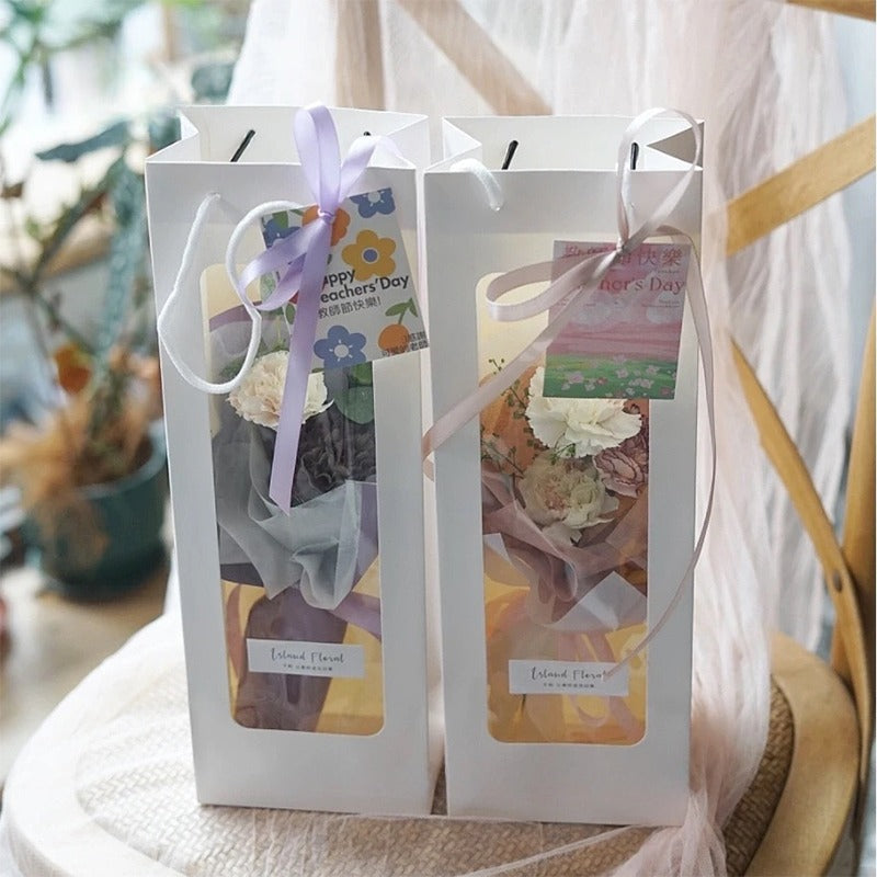 10pcs Floral Gift Bags with Transparent Windows – Floral Supplies Store